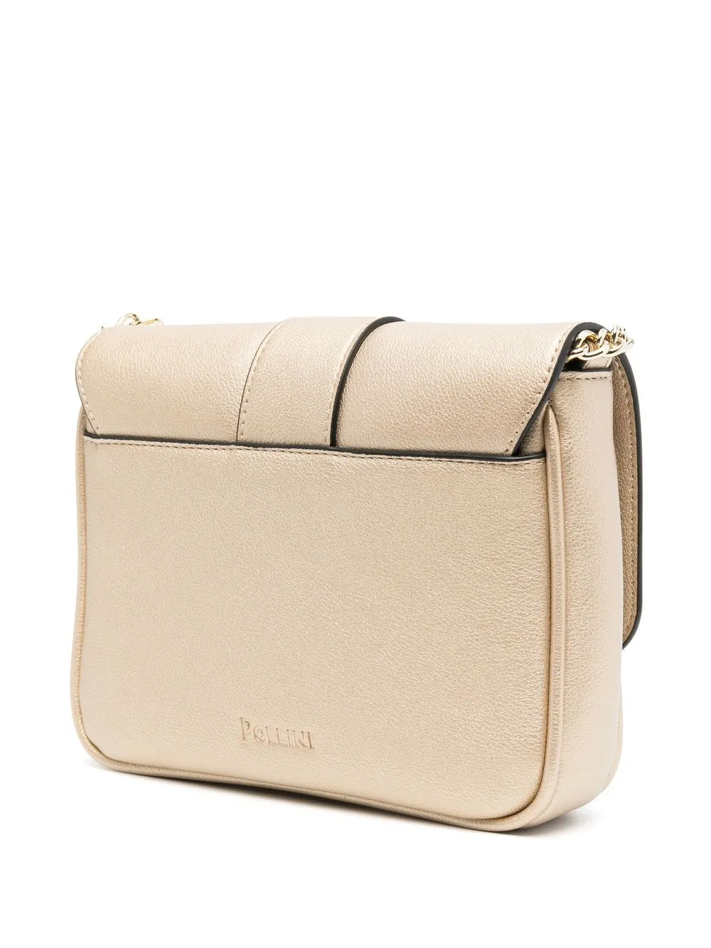 Pollini Logo-plaque Faux-leather Shoulder Bag In Gold | ModeSens