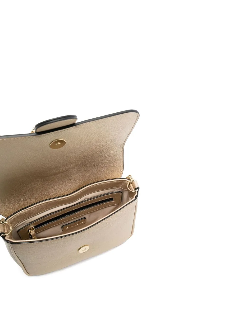 Pollini Logo-plaque Faux-leather Shoulder Bag In Gold | ModeSens