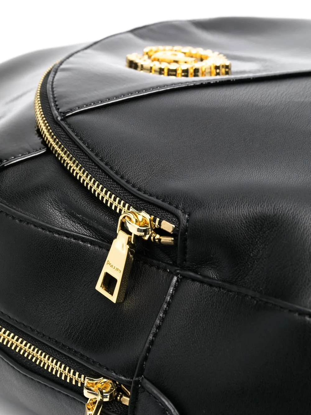 Pollini Logo-plaque Patent Faux-leather Backpack In Black | ModeSens