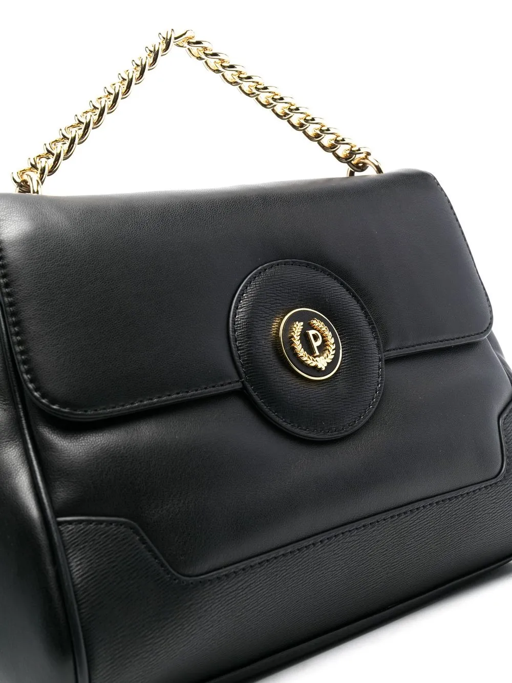 Pollini Logo-plaque Faux-leather Tote Bag In Black | ModeSens