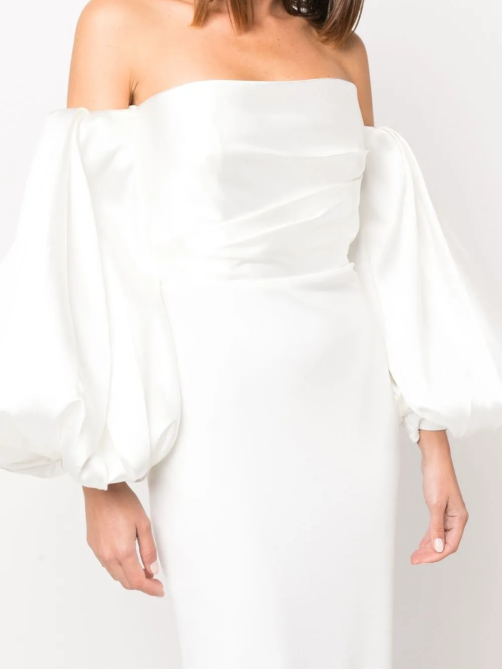 Solace London Carmen Off The Shoulder Gown White Farfetch Uk