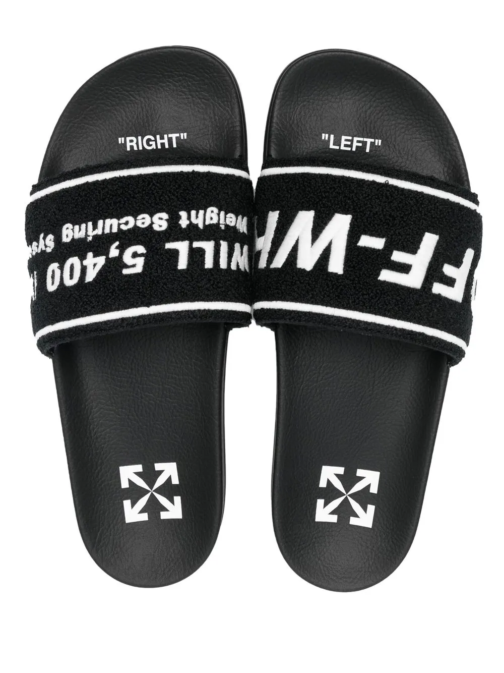 Off-white Textured Logo-strap Slides In Schwarz | ModeSens