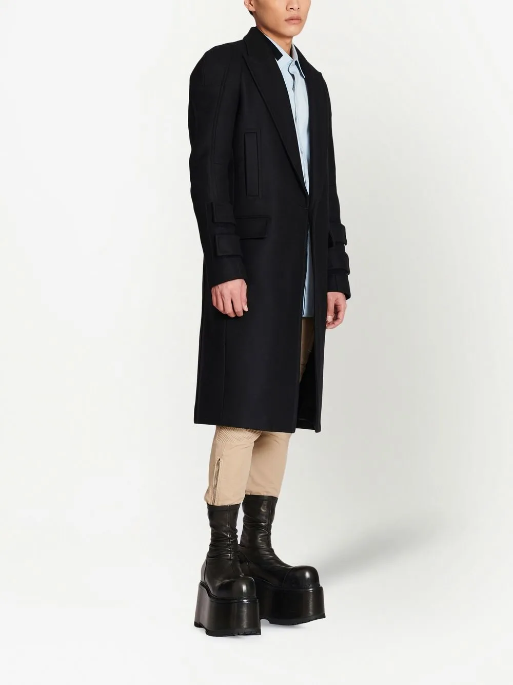 Balmain touch-strap wool-blend Coat | Black | FARFETCH