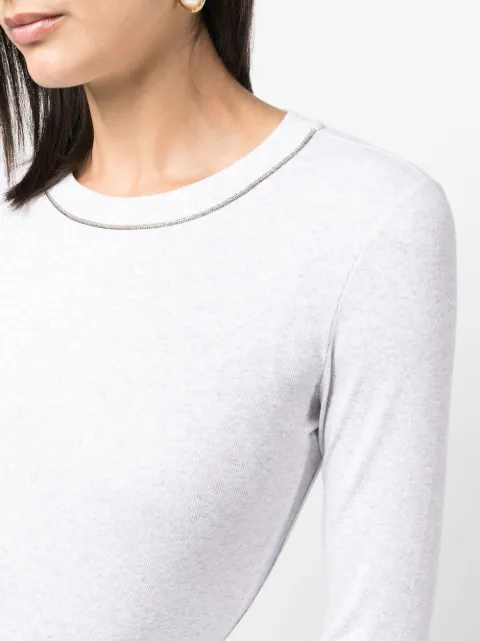 Peserico contrasting-trim long-sleeved Top - Farfetch