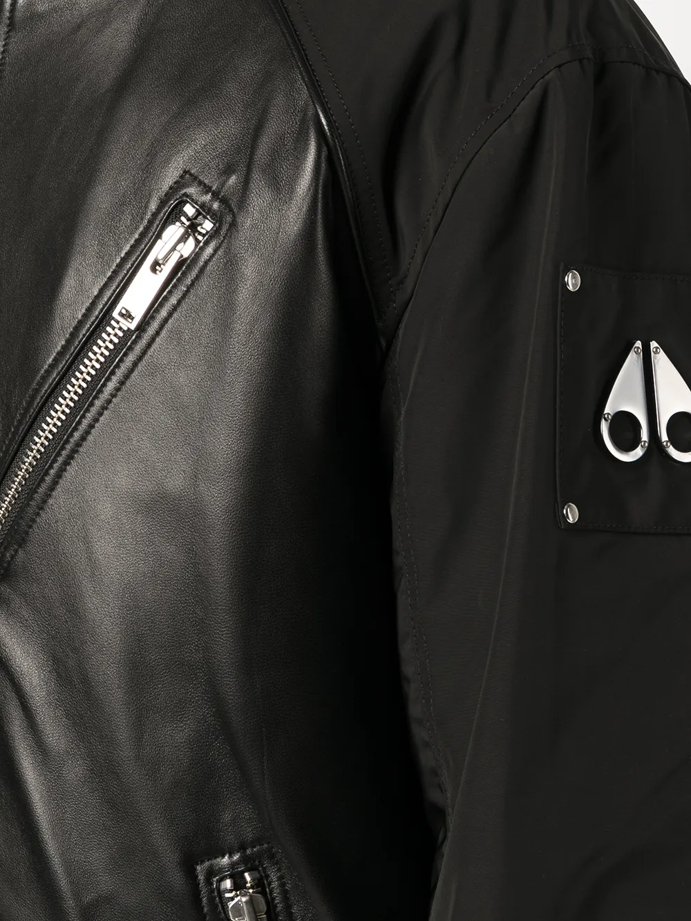 Moose Knuckles Anica Leather Bomber Jacket In Black | ModeSens