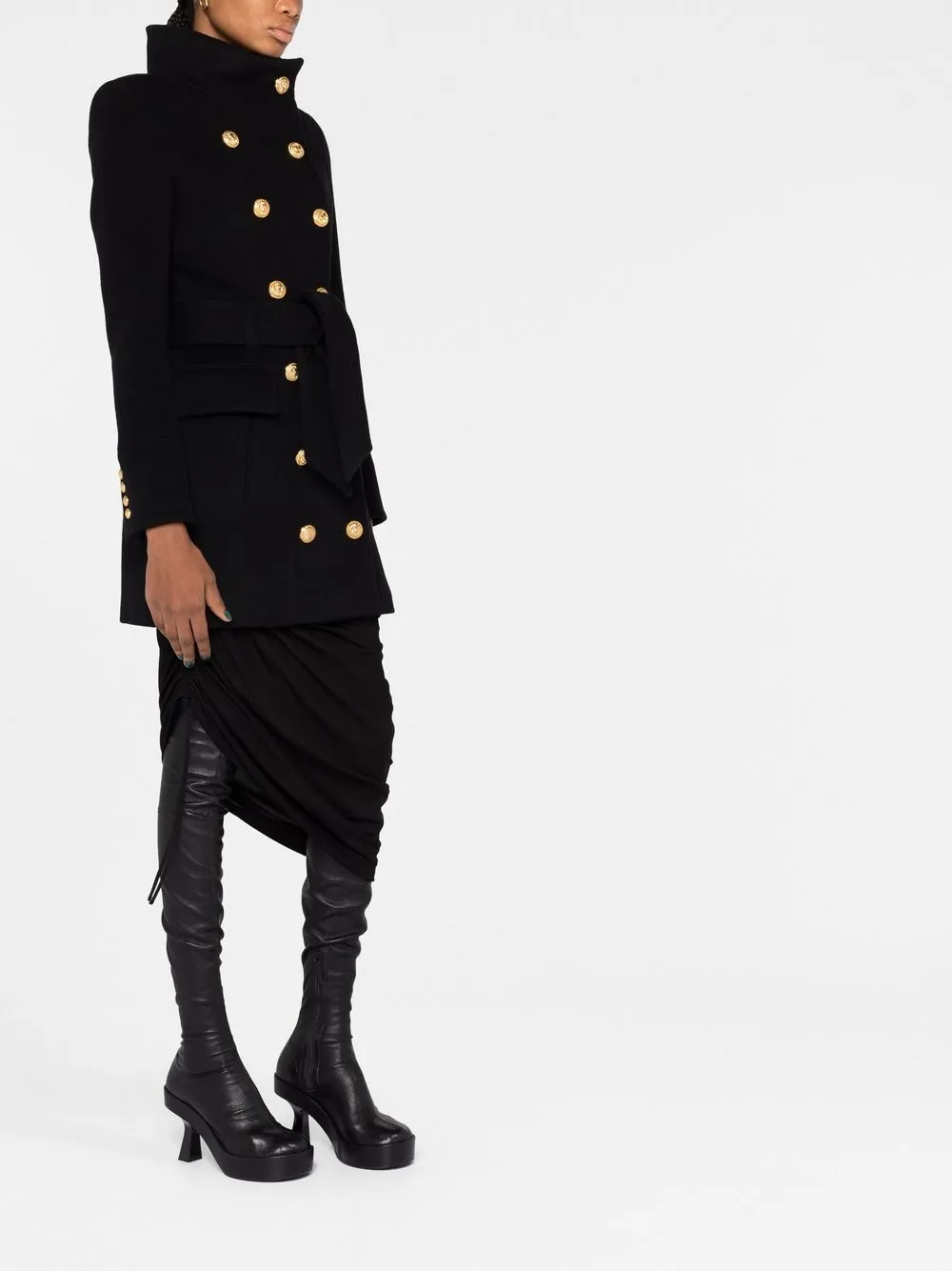 Balmain Double breasted Belted Coat Farfetch balmain-double-breasted-belted-coat-farfetch