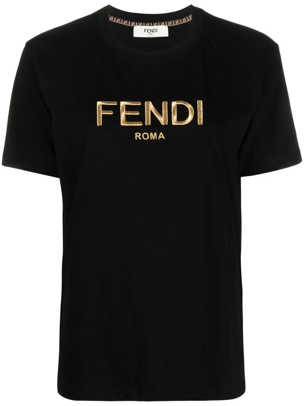 FENDI logo-embroidered Cotton T-shirt - Farfetch