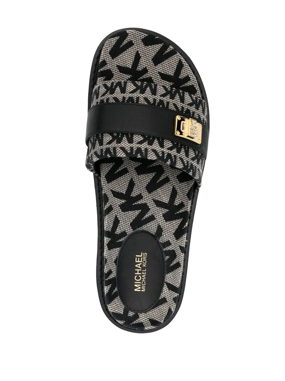 Michael Michael Kors Logo-plaque Monogram Slides In Black | ModeSens