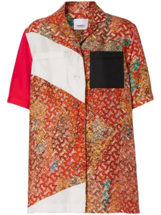 Burberry monogram-print Silk Shirt | Orange | FARFETCH