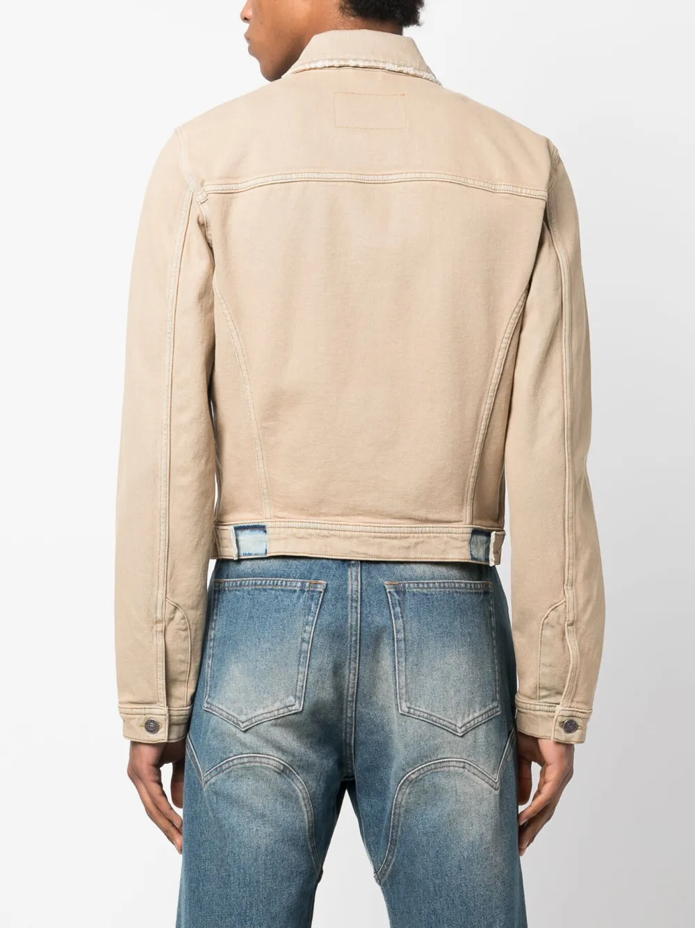 Diesel Logo-embroidered Denim Jacket In Nude | ModeSens