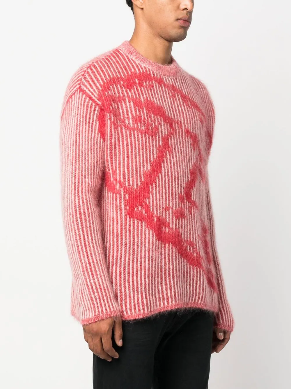 Diesel abstract-knit Ribbed Jumper | Red | FARFETCH