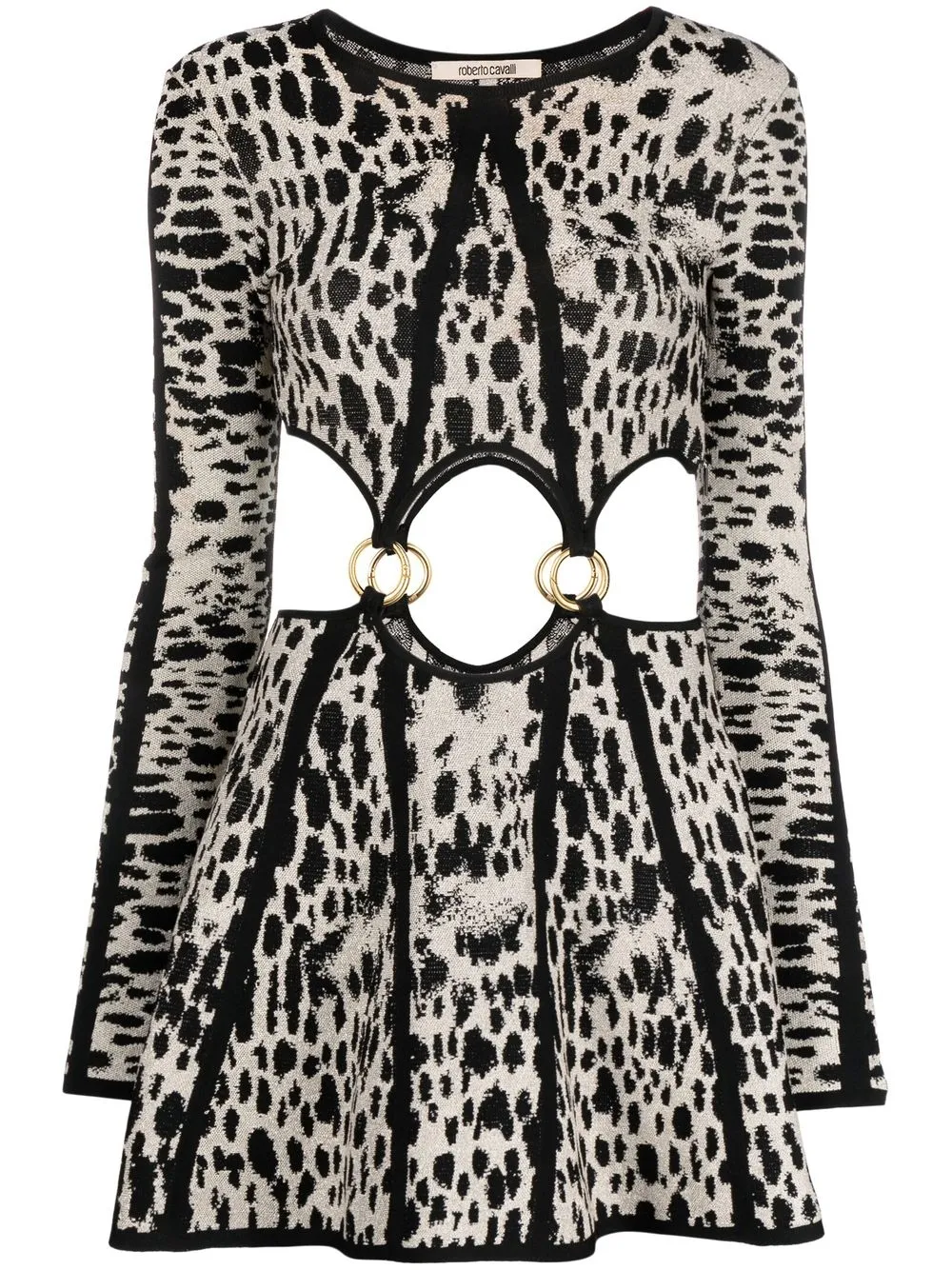 Roberto Cavalli Leopard Print Cut Out Mini Dress Farfetch
