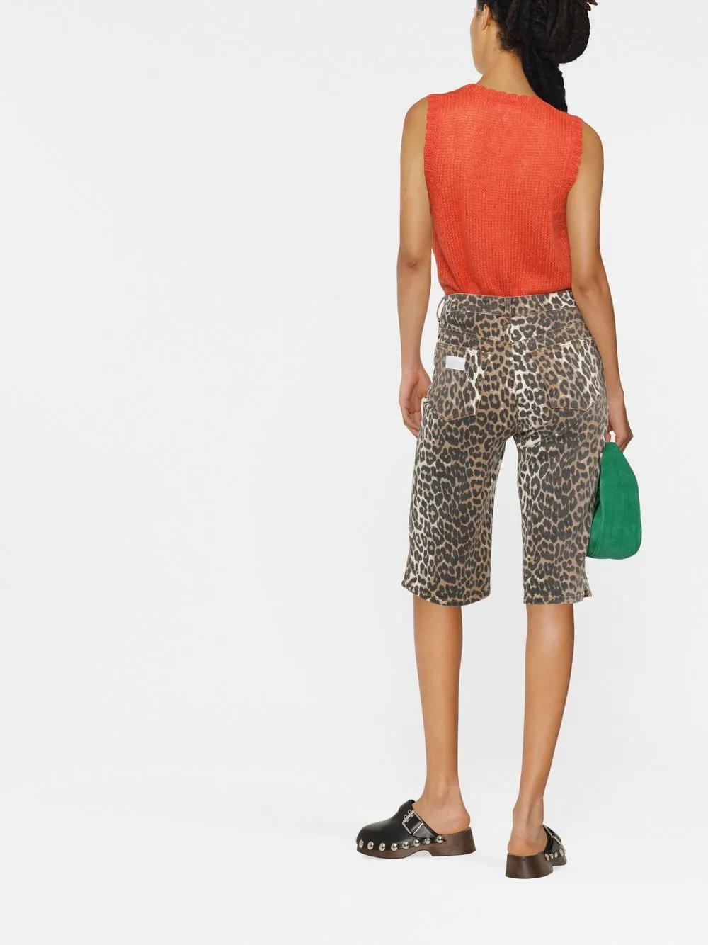 GANNI leopard-print knee-length shorts | Smart Closet