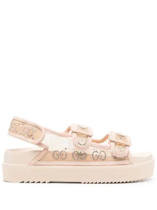 Gucci crystal-embellished monogram-pattern Sandals - Farfetch