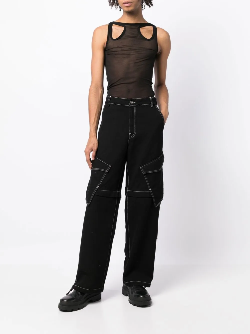 Dion Lee Shift Loop Sheer Tank Top | Black | FARFETCH