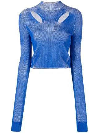 Dion Lee two-tone cut-out Detail Top | Blue | FARFETCH
