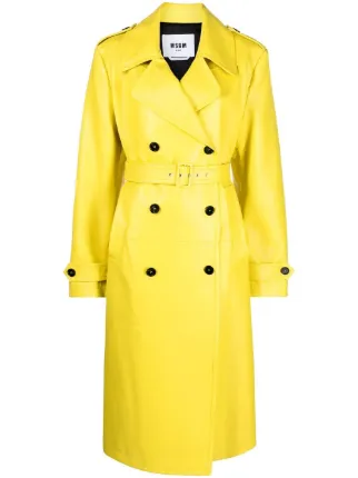 MSGM double-breasted Belted faux-leather Trench Coat - Farfetch