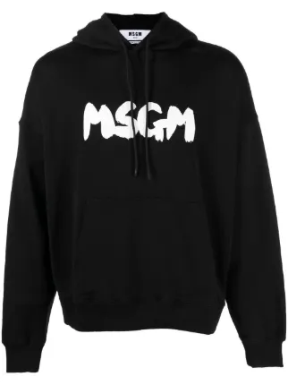 MSGM logo-print Cotton Hoodie | Black | FARFETCH