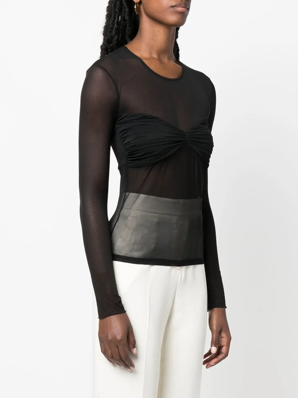 Federica Tosi gathered-front sheer-mesh T-shirt - Farfetch