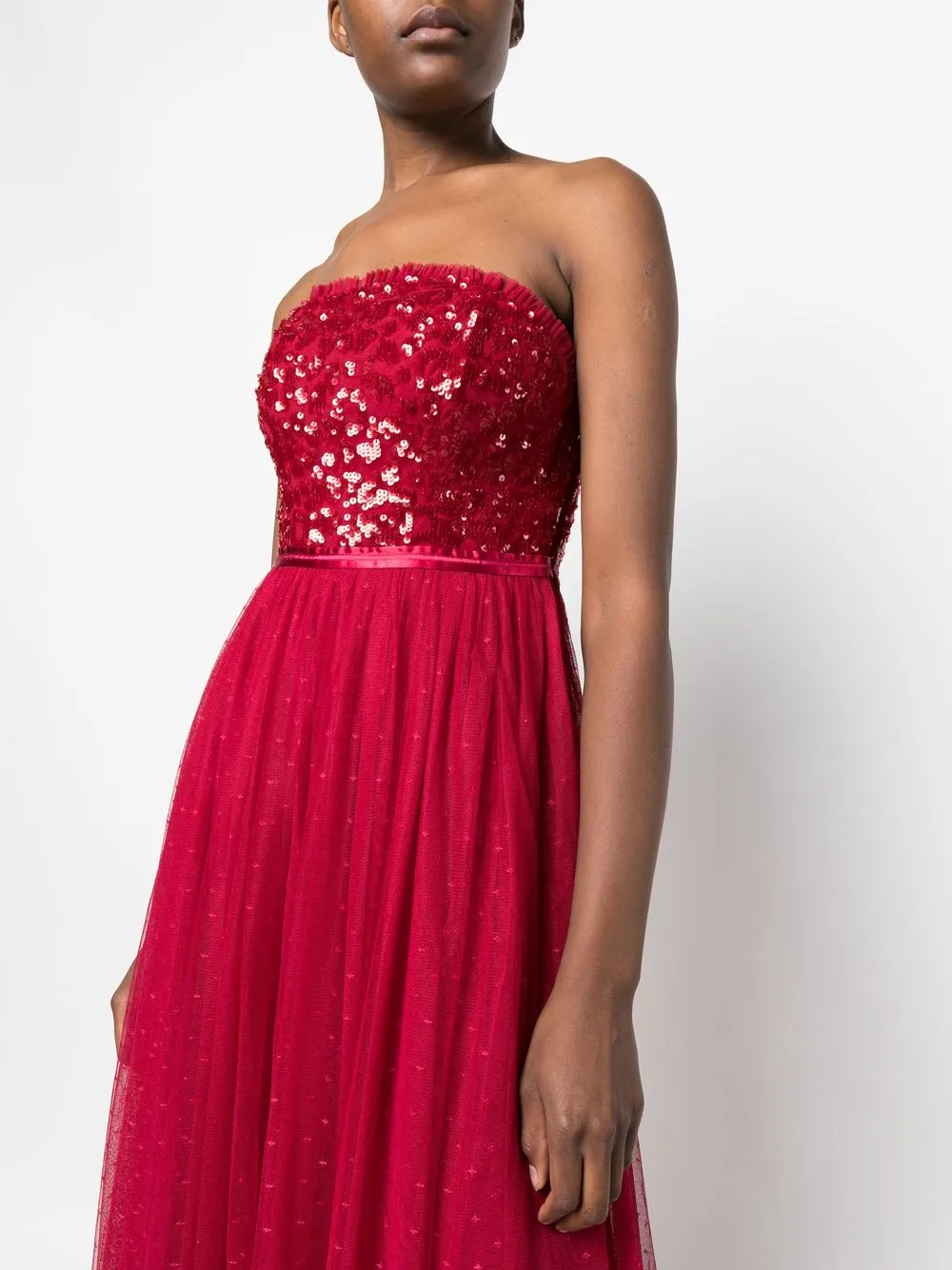 Needle & Thread sequin-bodice Strapless Gown | Red | FARFETCH