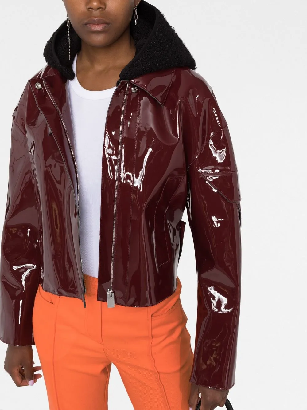 Alyx High-shine Pvc Cropped Moto Jacket In Red | ModeSens