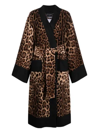 Dolce & Gabbana leopard-print Terry Cotton Bath Robe | Brown | FARFETCH AO