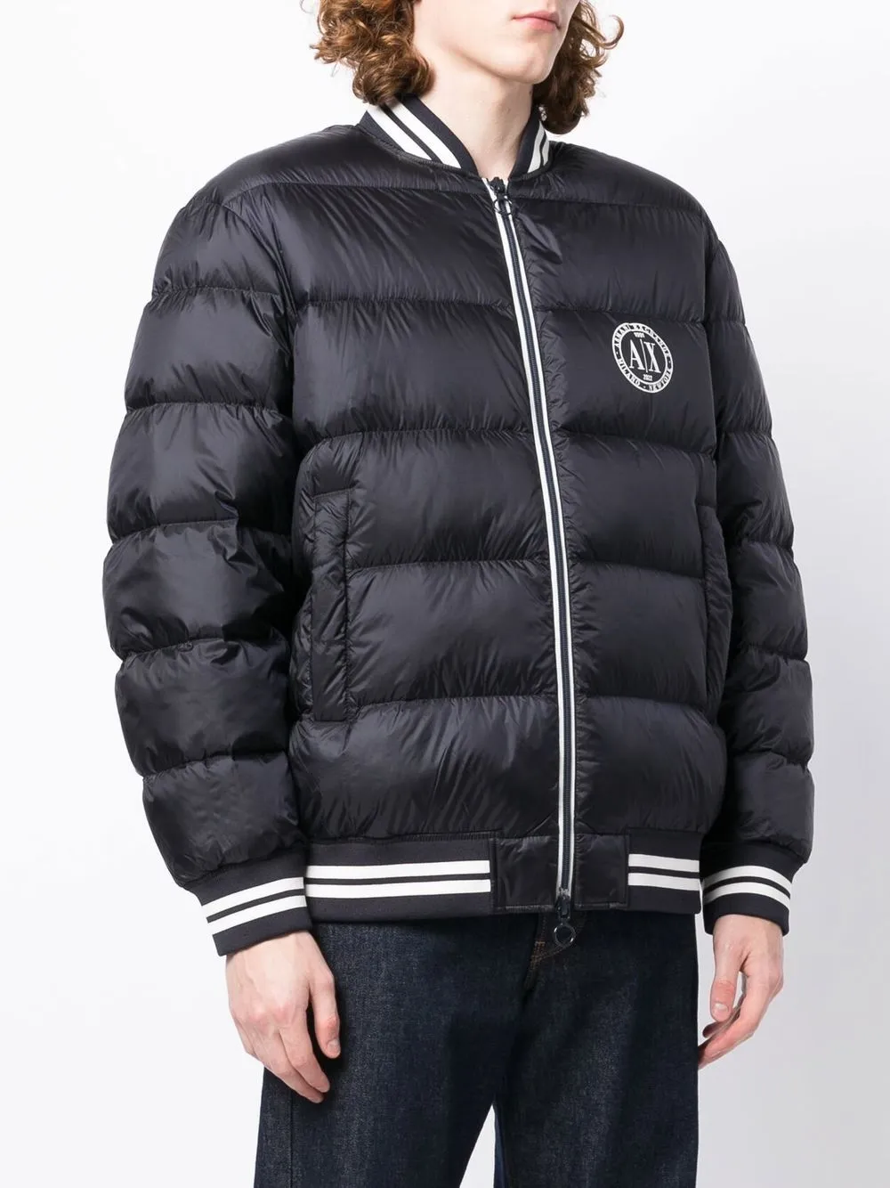 Armani Exchange Logo Padded Jacket In Blau | ModeSens