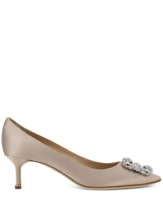 Manolo Blahnik 50mm Hangisi Pumps | Neutrals | FARFETCH UK