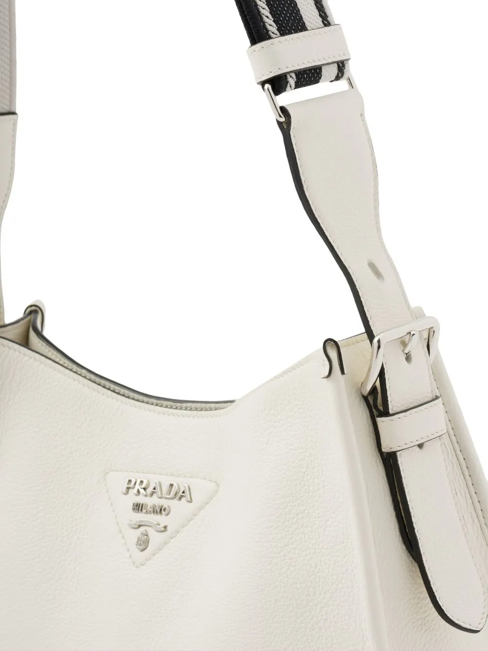 Prada Logo Plaque Shoulder Bag | White | FARFETCH