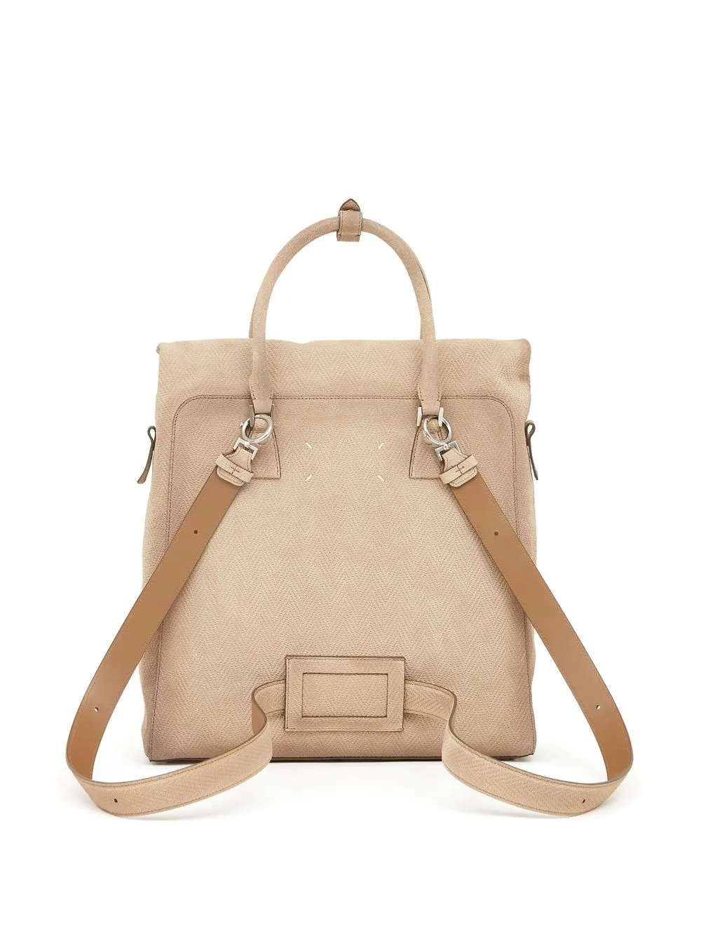 Maison Margiela Logo-patch Suede Backpack In Neutrals | ModeSens
