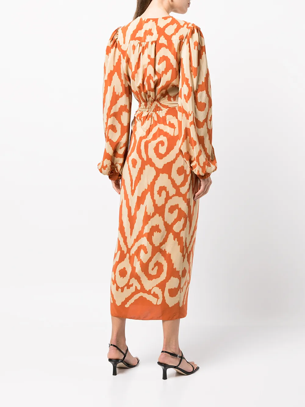 Johanna Ortiz The Aqua Identity Long Sleeve Silk Wrap Dress In Snd/mand ...