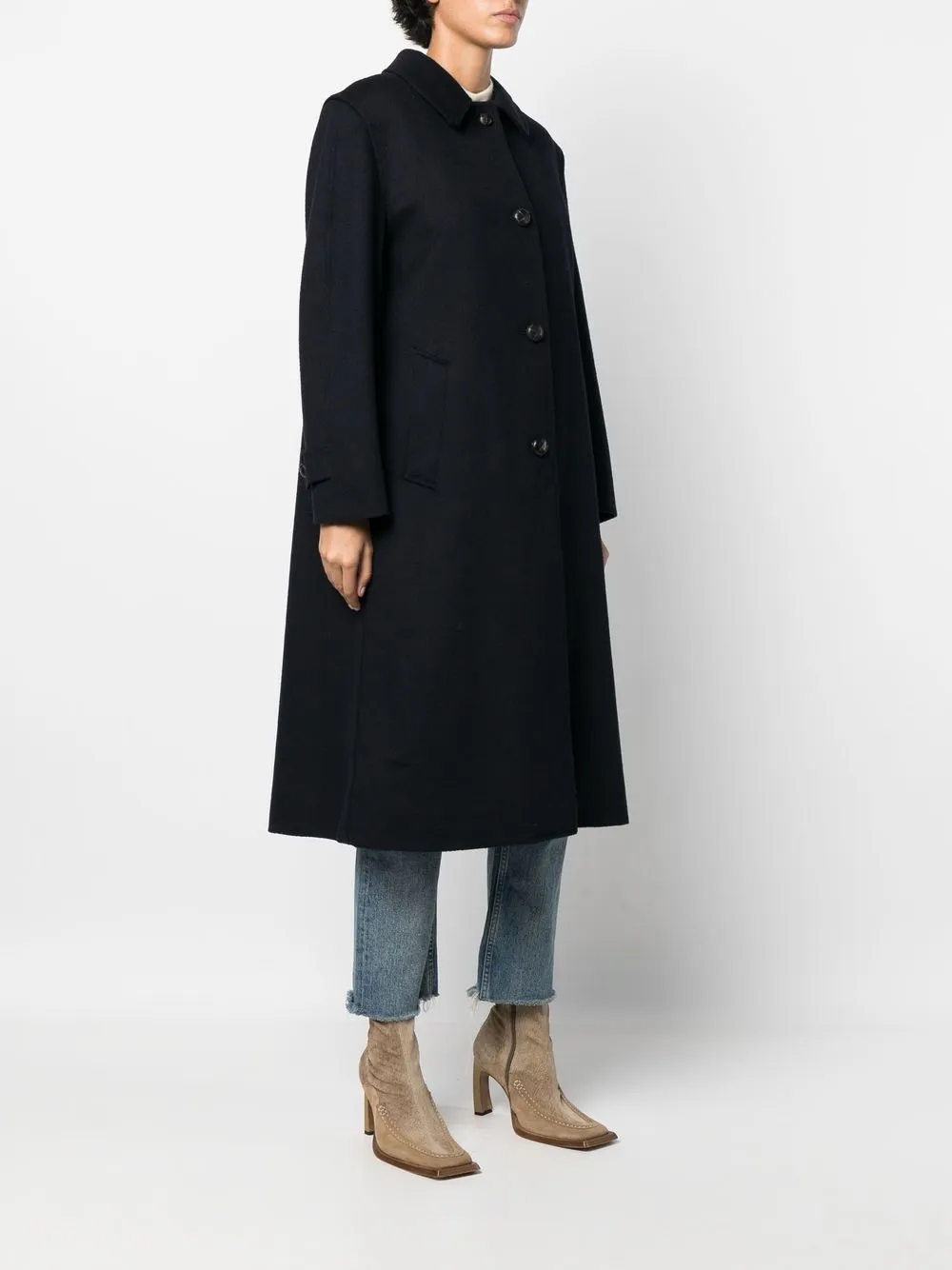 A.N.G.E.L.O. Vintage Cult 1970s Buttoned knee-length Coat | Blue | FARFETCH
