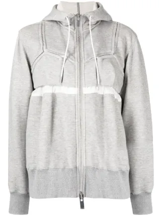 Sacai contrast-panel zip-up Hoodie | Grey | FARFETCH AO