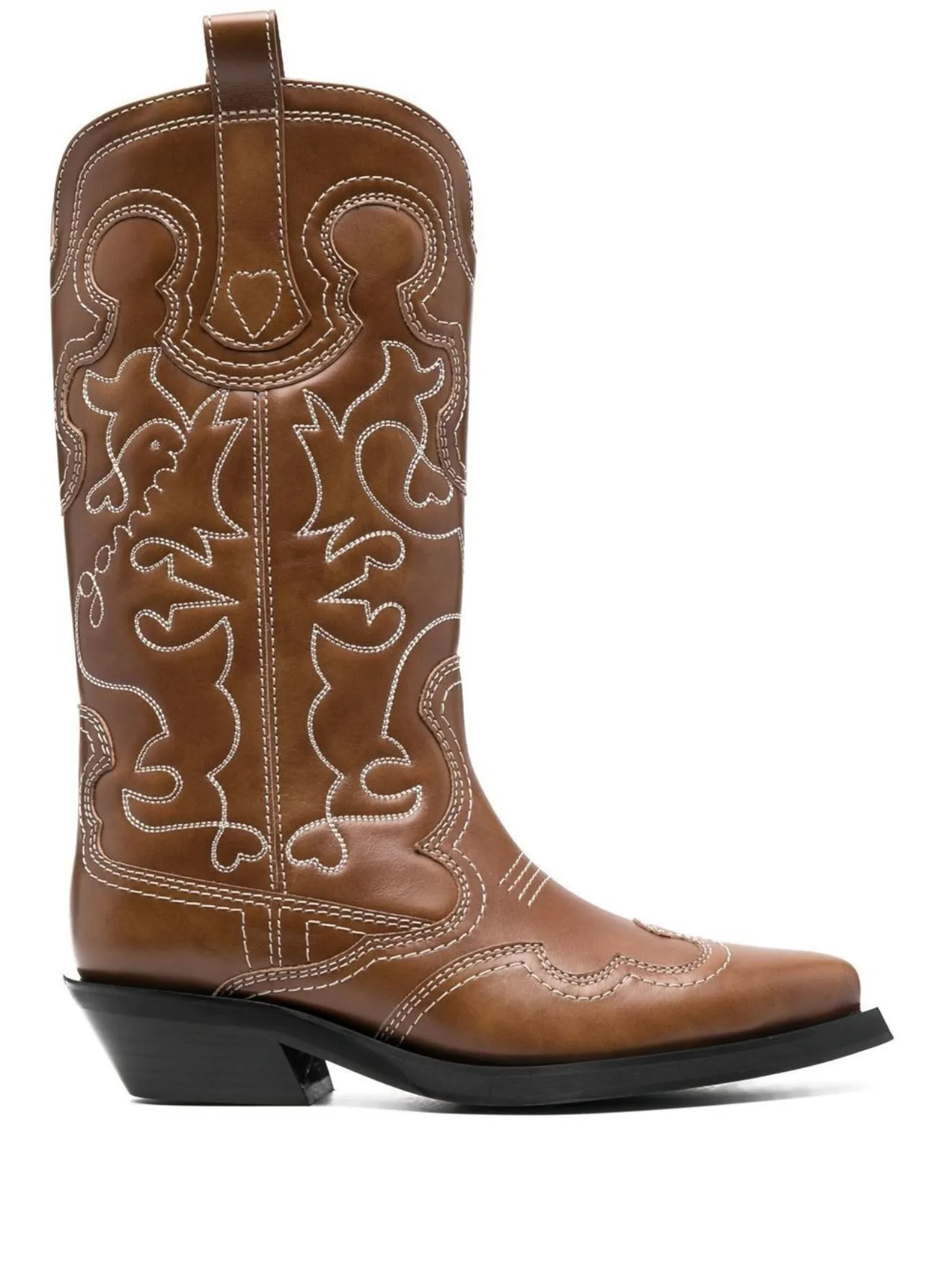 GANNI embroidered 55mm Western boots brown | MODES