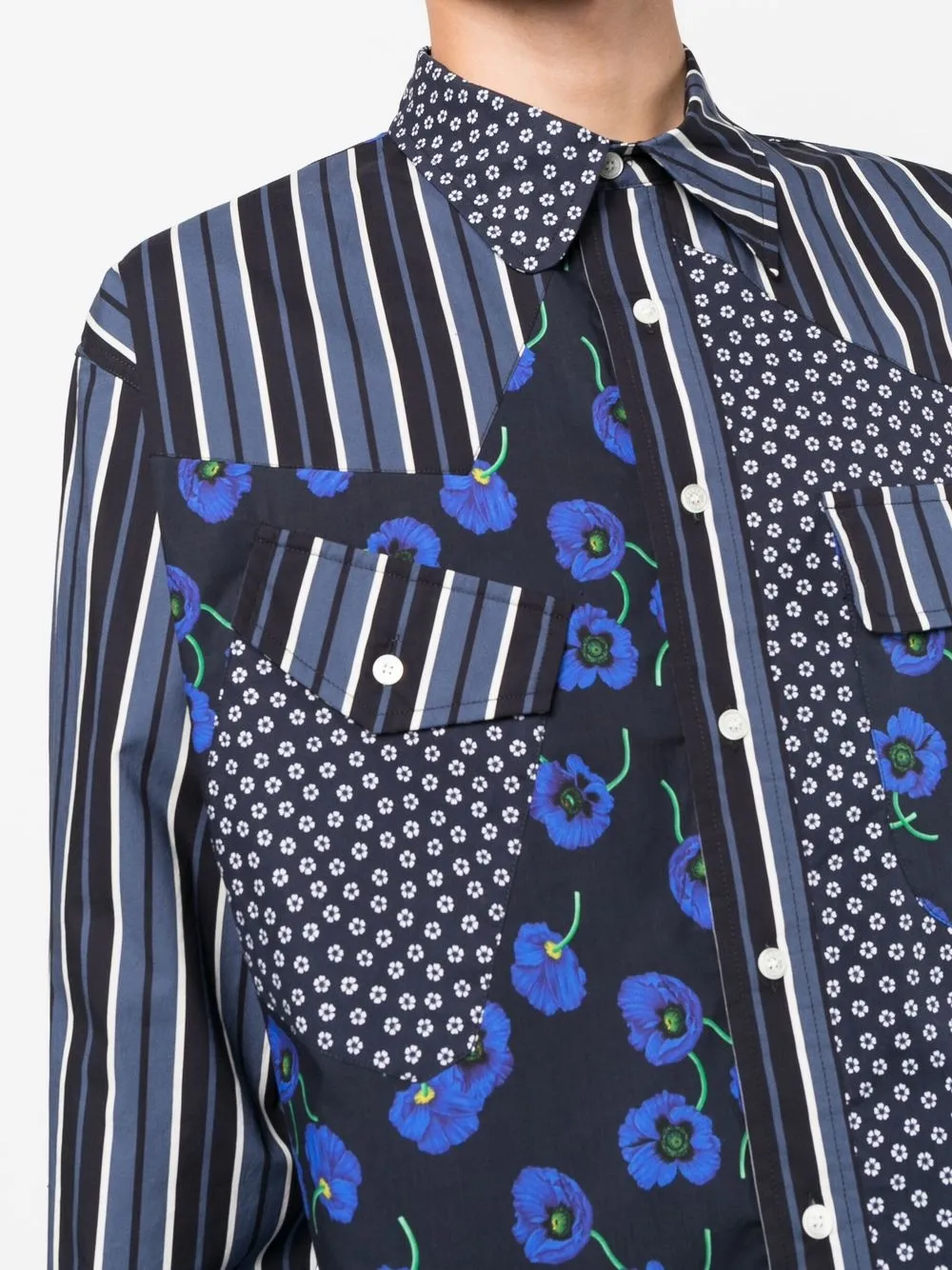 Kenzo poppy-print Panel Detail Shirt - Farfetch