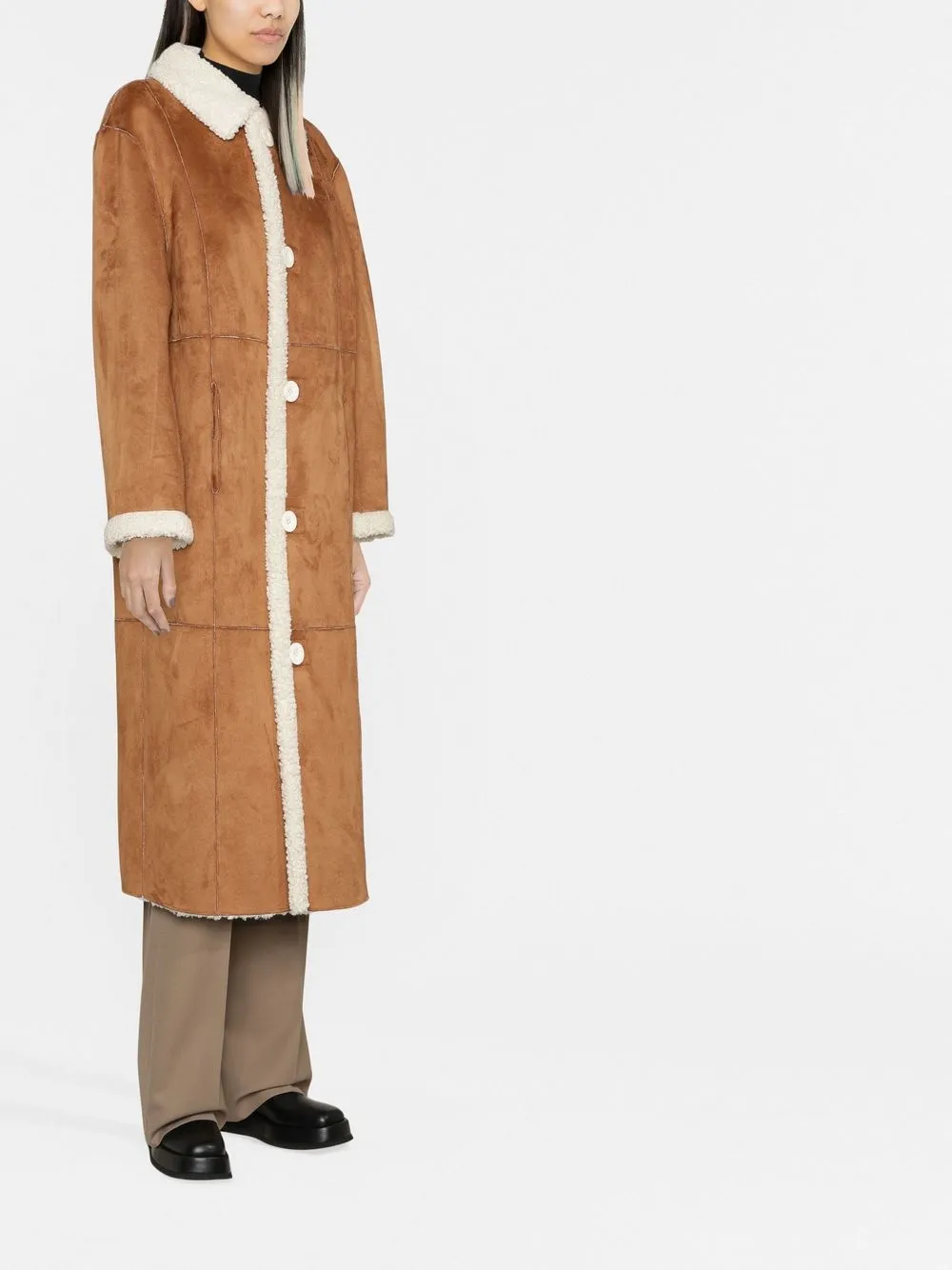 STAND STUDIO button-up faux-fur Coat - Farfetch