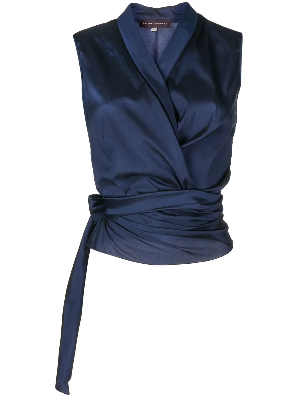 Talbot Runhof Sleeveless Wraparound Blouse | Blue | FARFETCH UK