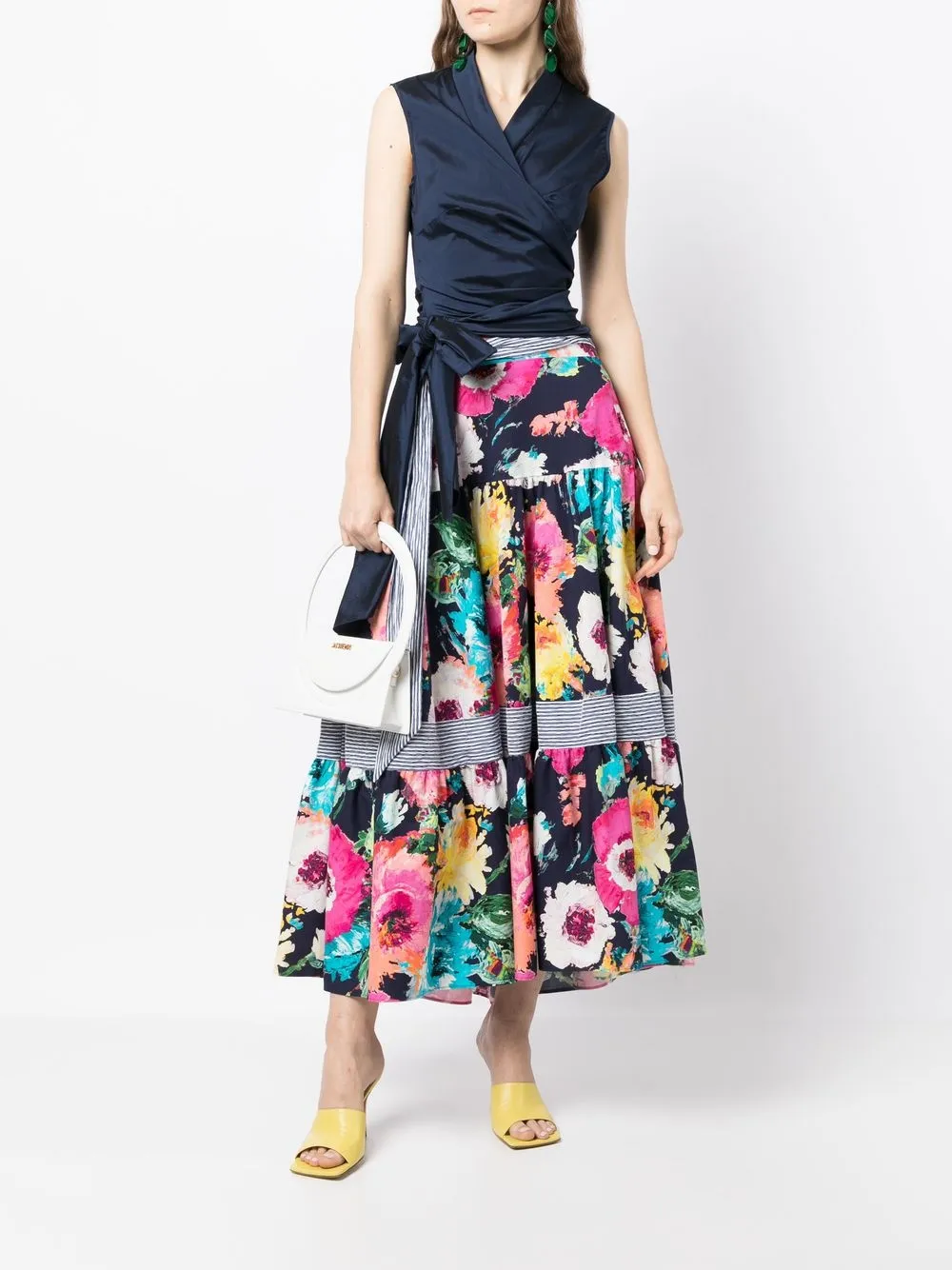 Talbot Runhof Sleeveless Wraparound Blouse | Blue | FARFETCH AU