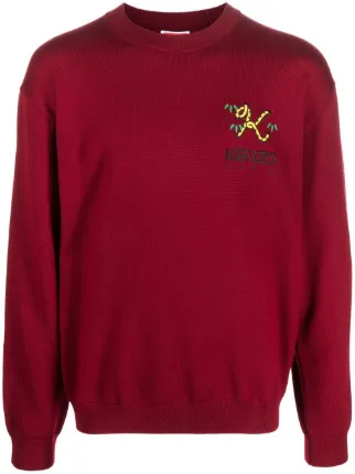 Kenzo logo-embroidered Wool Jumper | Red | FARFETCH