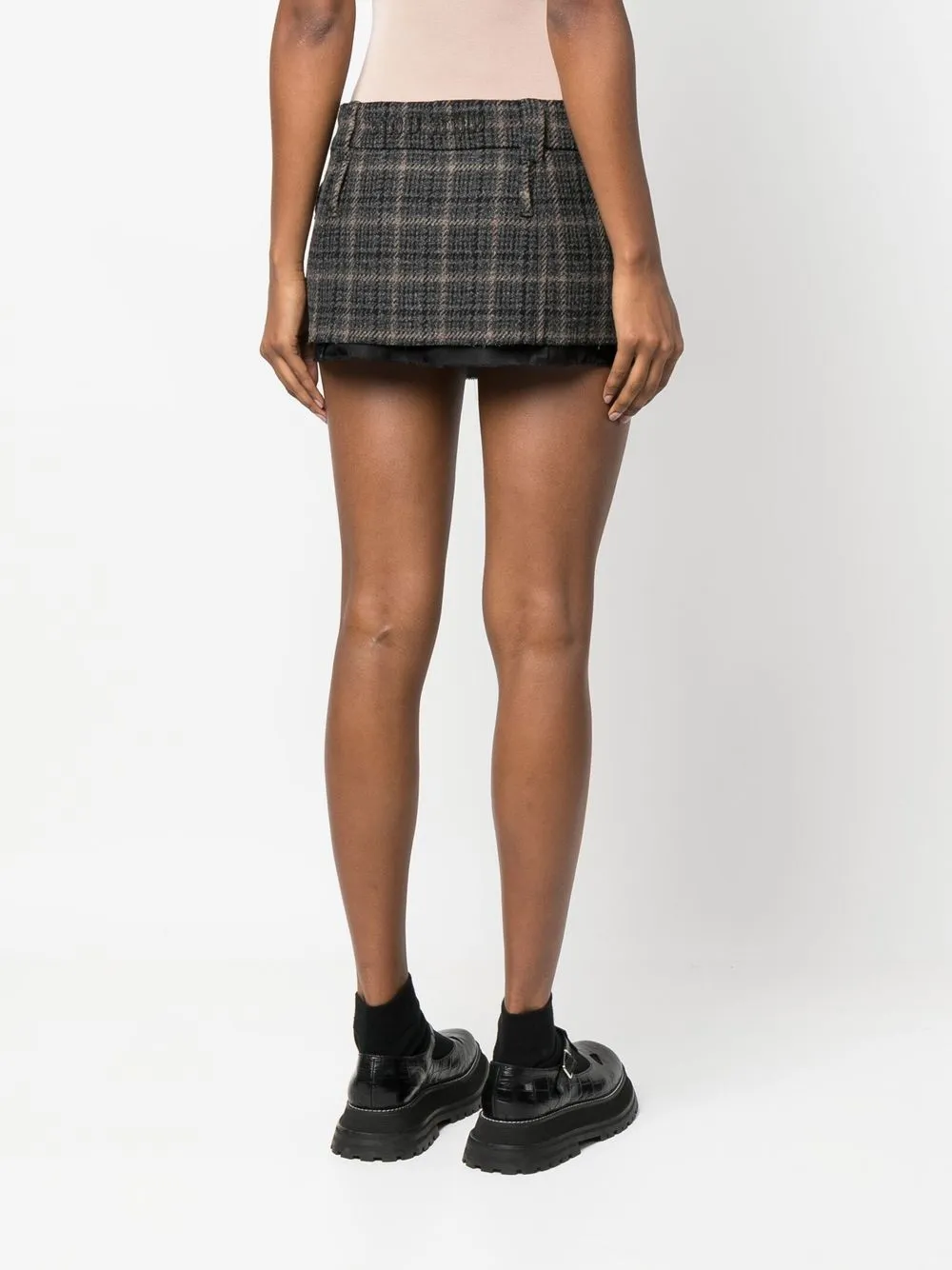 Miu Miu check-print Mini Skirt | Grey | FARFETCH UK