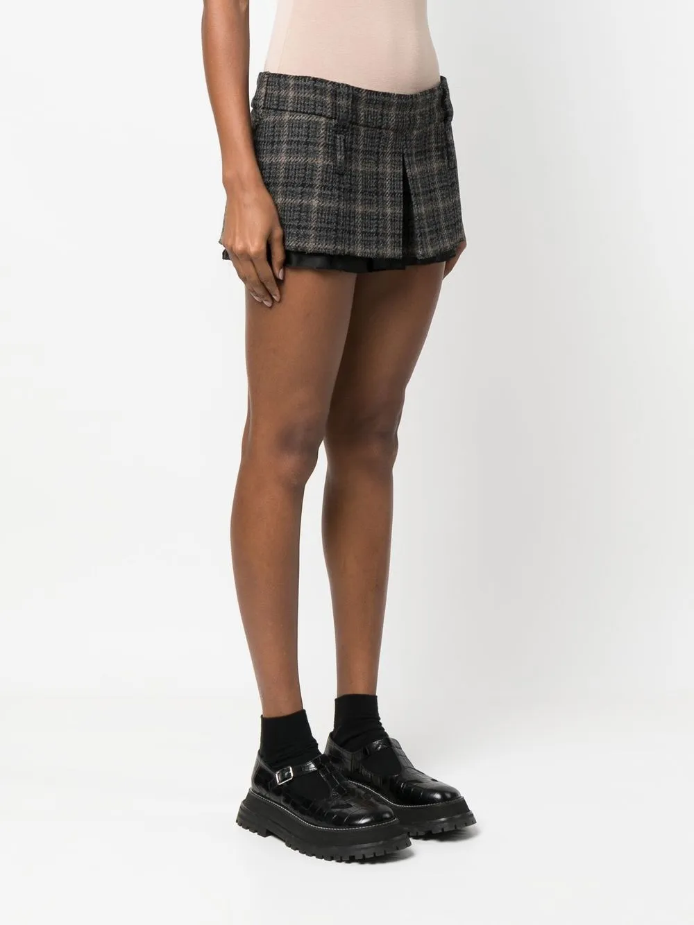 Miu Miu check-print Mini Skirt | Grey | FARFETCH UK