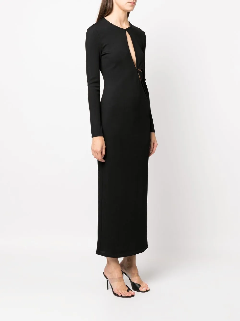 Christopher Esber Cut Out Detail Midi Dress In Black Modesens