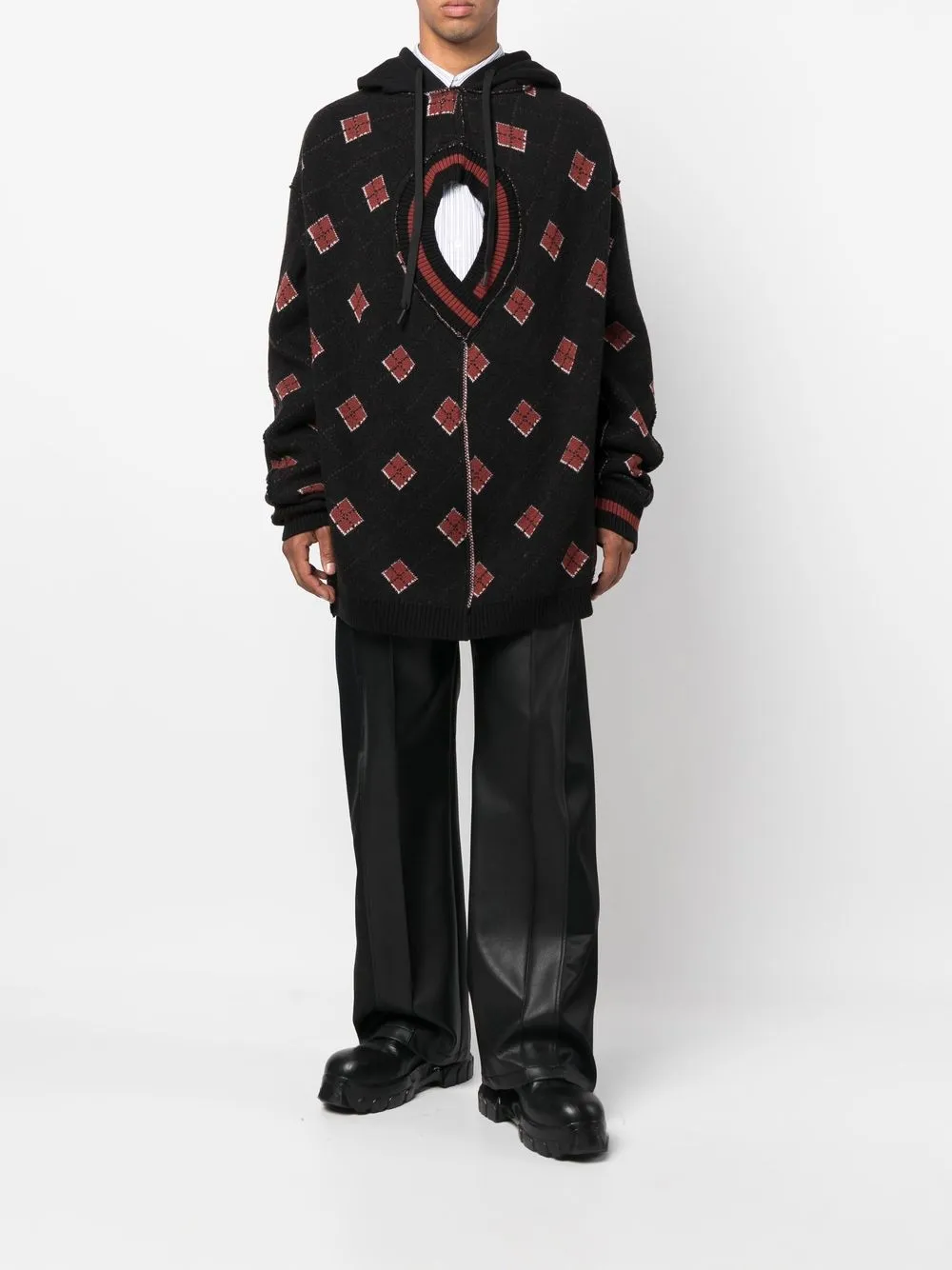 JORDANLUCA Argyle intarsia-knit cut-out Jumper - Farfetch