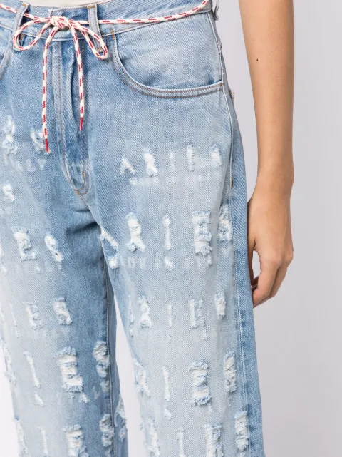 Aries Distressed logo-lettering Jeans - Farfetch