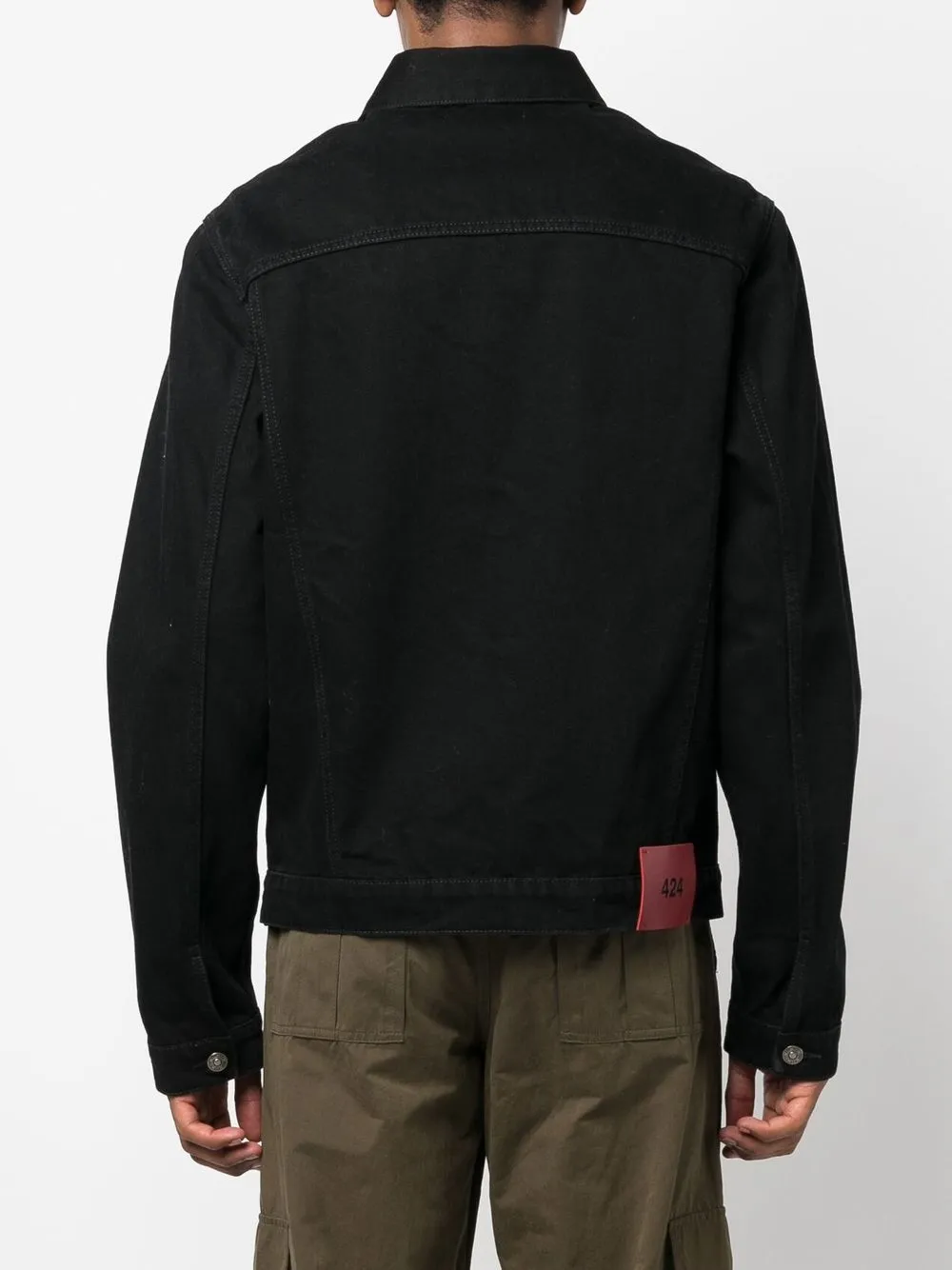 424 Button-up Denim Jacket In Black | ModeSens
