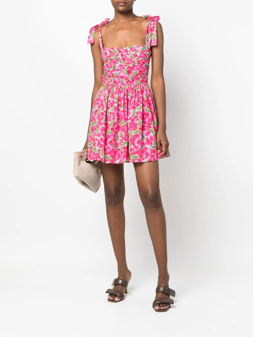 De La Vali floral-print Sweetheart Neck Dress - Farfetch