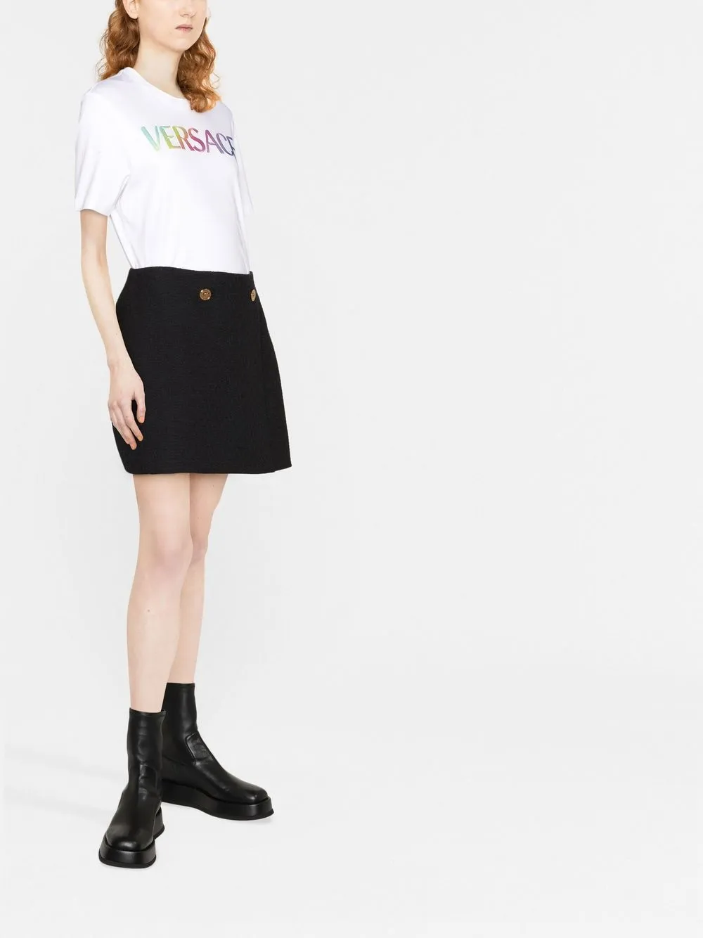 Versace Rainbow Logo Embroidered T-shirt In White | ModeSens