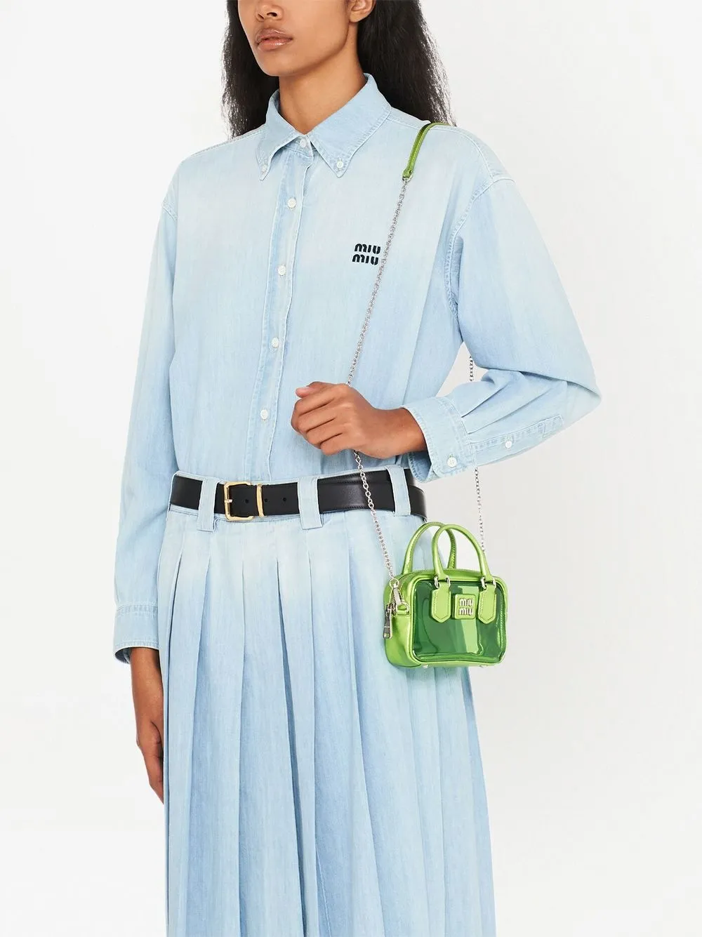 Miu Miu Transparent leather-trim Mini Bag - Farfetch