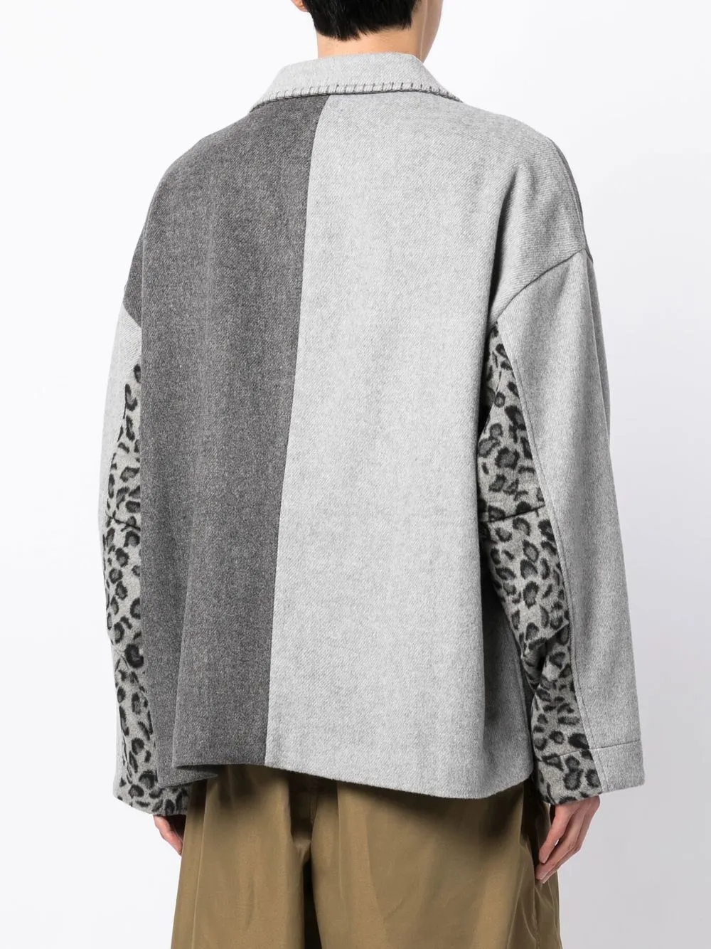 Five Cm Wool-blend Patchwork Shirt Jacket In Grey | ModeSens