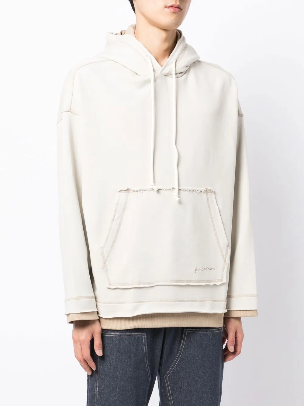 FIVE CM contrast-stitch Drawstring Hoodie | Neutrals | FARFETCH